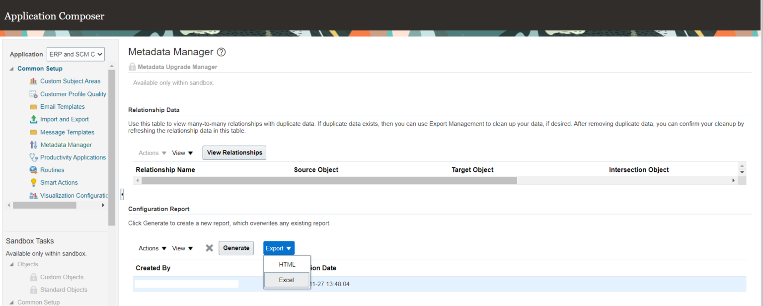 Application Composer – Oracle Fusion – Table Details – Tech Trainings